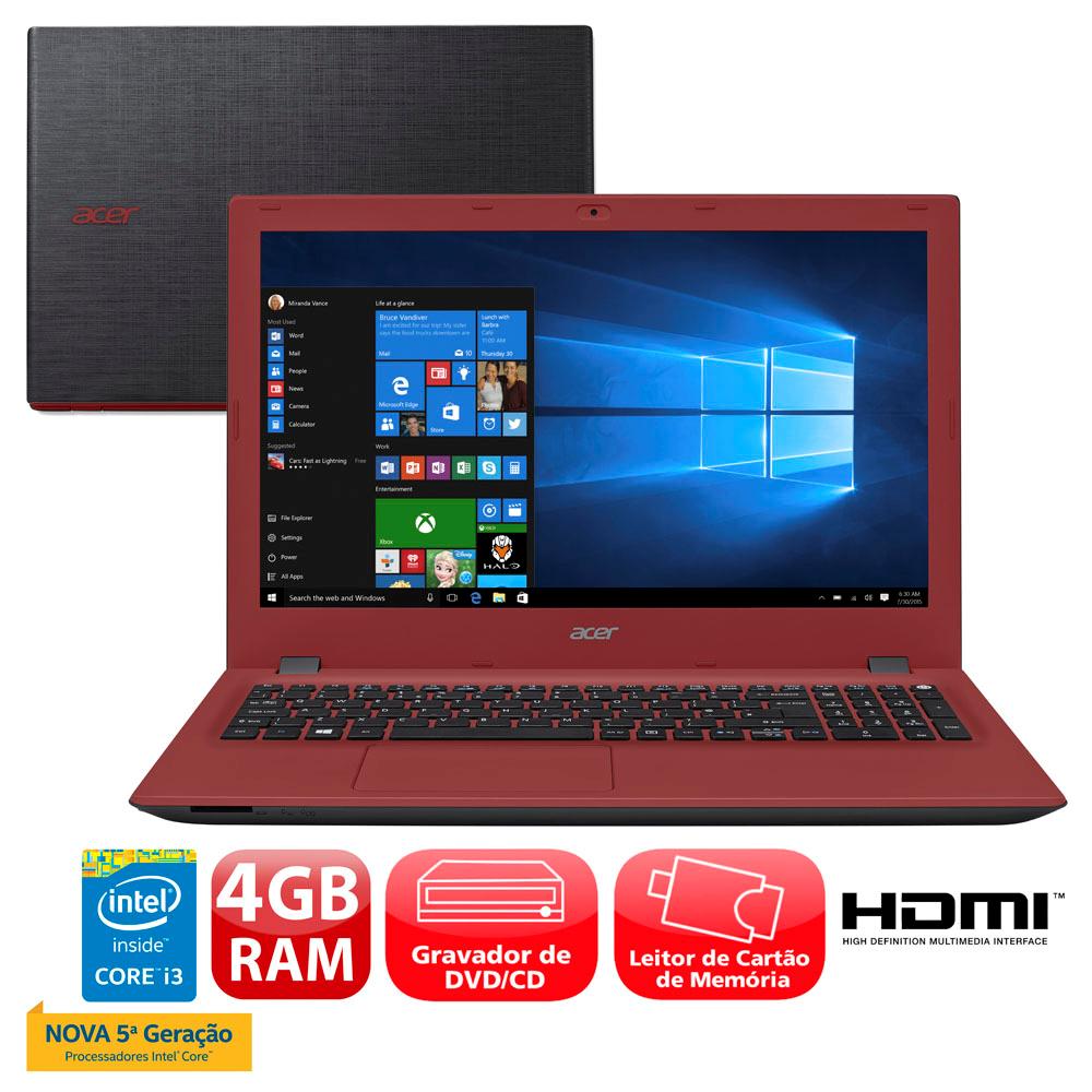 Notebook Acer Aspire E5-573-36M9 com Intel® Core™ i3-5015U, 4GB, 500GB, Gravador de DVD, Leitor ...