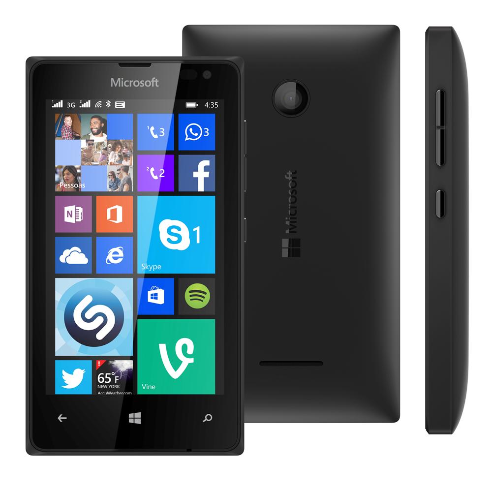 Smartphone Microsoft Lumia 435 Dual DTV Preto com Windows Phone 8.1, Tela 4", TV Digital, Dual ...