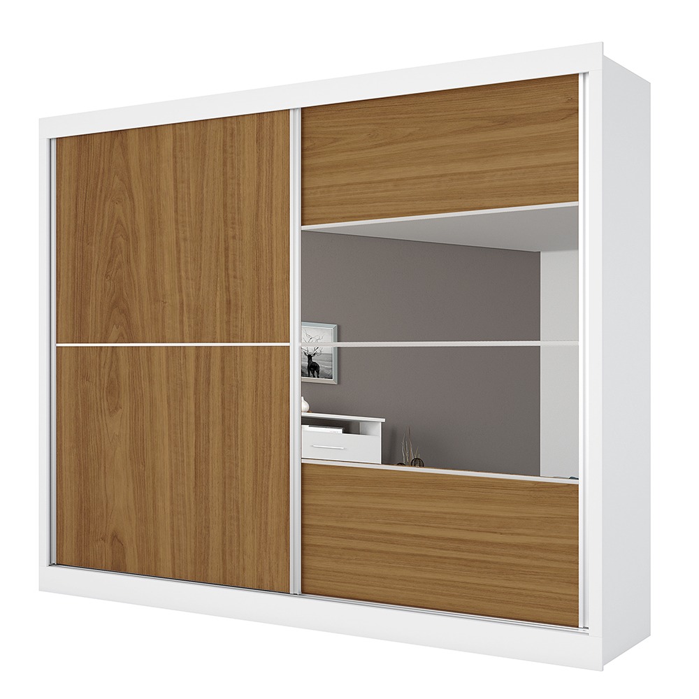 Guarda-Roupa Móveis Europa Londres Flex com Espelho, 2 Portas de Correr ...