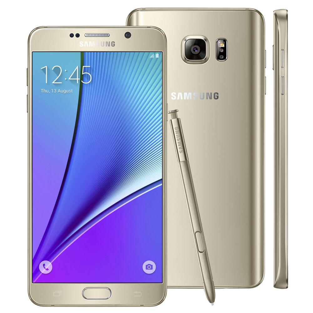 Smartphone Samsung Galaxy Note 5 SM-N920G Dourado com 32GB, Tela de 5.7 ...