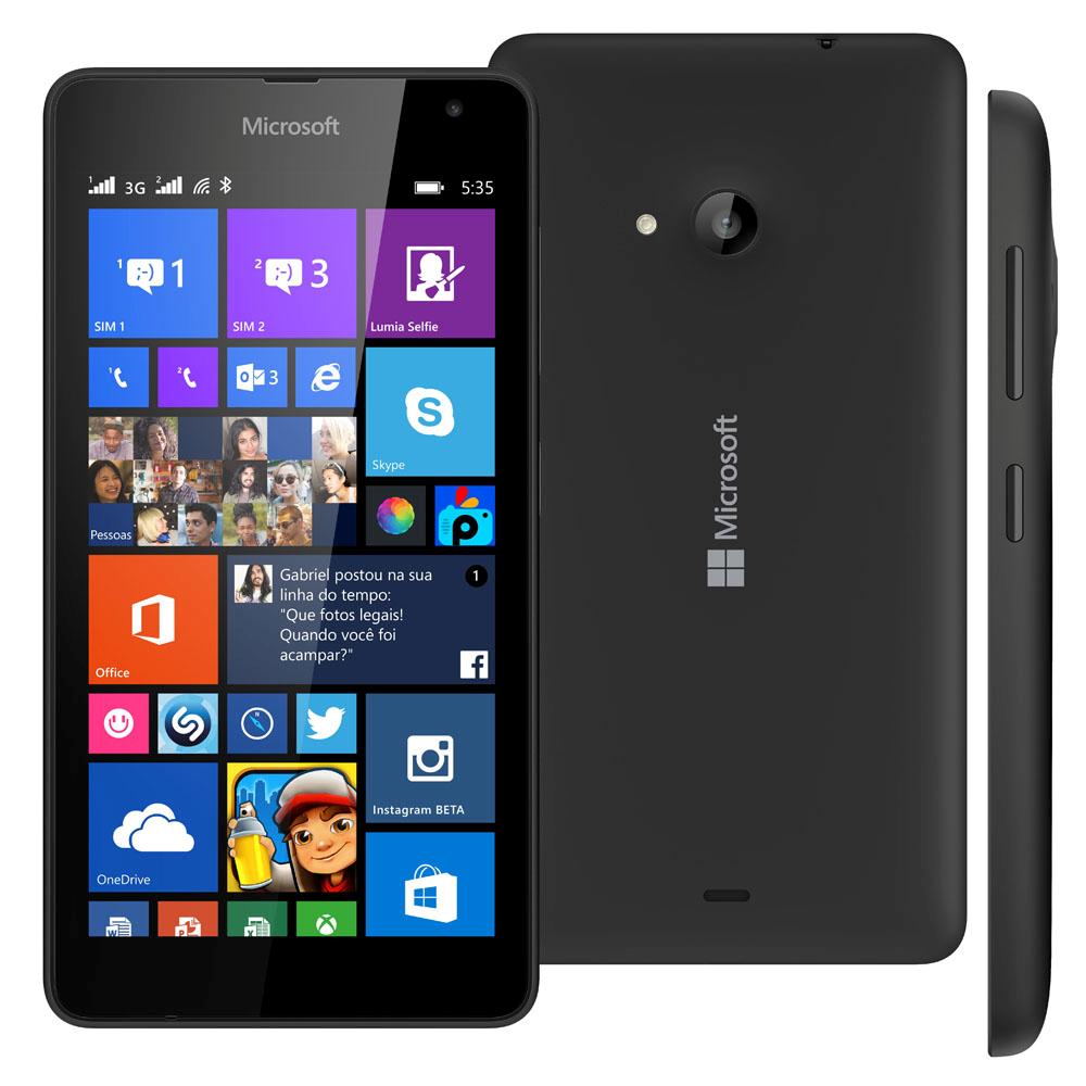 Smartphone Microsoft Lumia 535 Dual Chip Preto com Windows Phone 8.1 ...