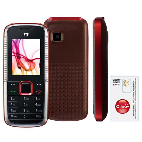 Celular Desbloqueado Claro ZTE R221 Preto/Vermelho c/ Câmera, Dual Chip ...