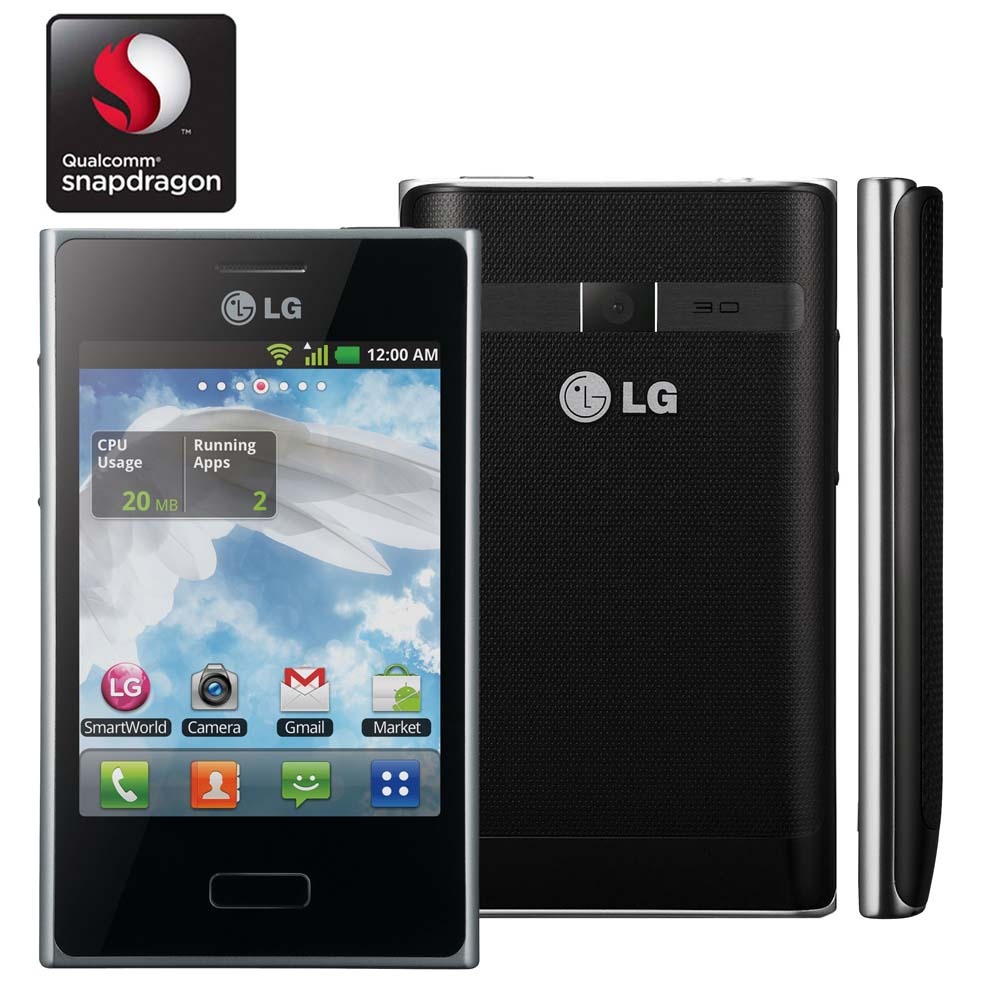 Celular Desbloqueado LG Optimus L3 E400 Preto com Tela de 3,2”, Android 2.3, Câmera 3MP, 3G, Wi ...