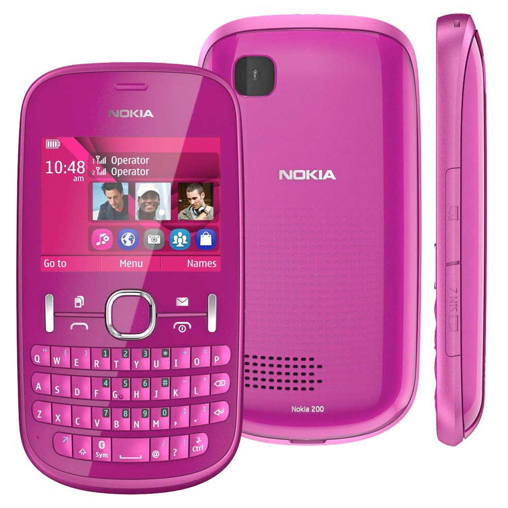 Celular Desbloqueado Nokia Asha 200 Rosa com Dual Chip, Teclado Qwerty ...