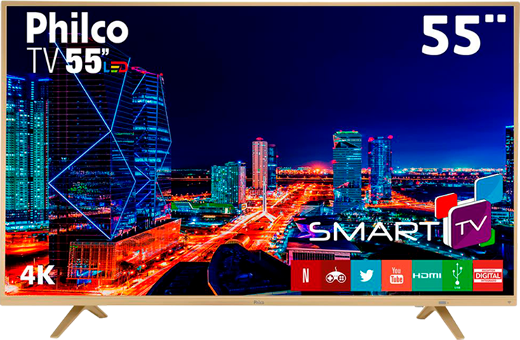 Smart TV LED 55" Philco PTV55U21DSWNC UHD 4K com Conversor Digital 3 ...