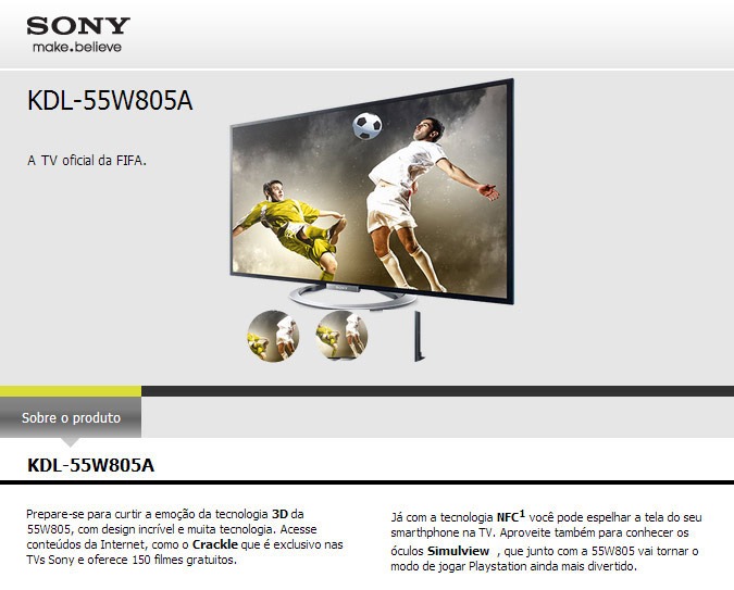 Smart TV 3D LED 55” Full | Ponto